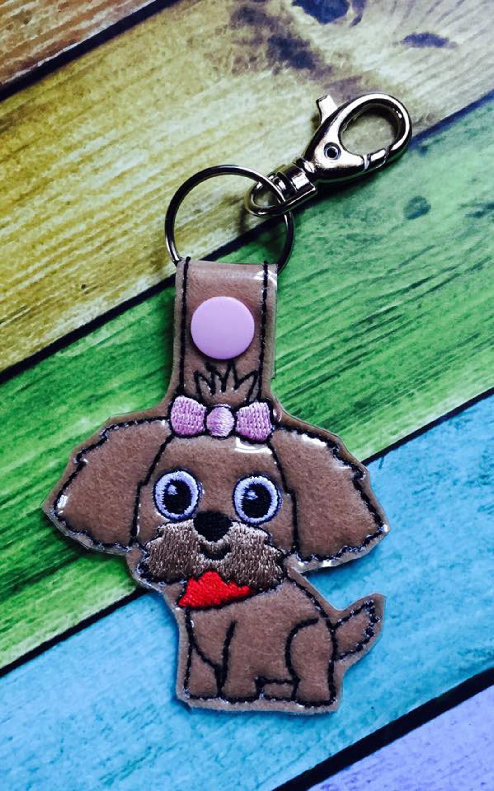 In the Hoop Toy Dog Snap Key Fob Embroidry Machine Design Set - Etsy