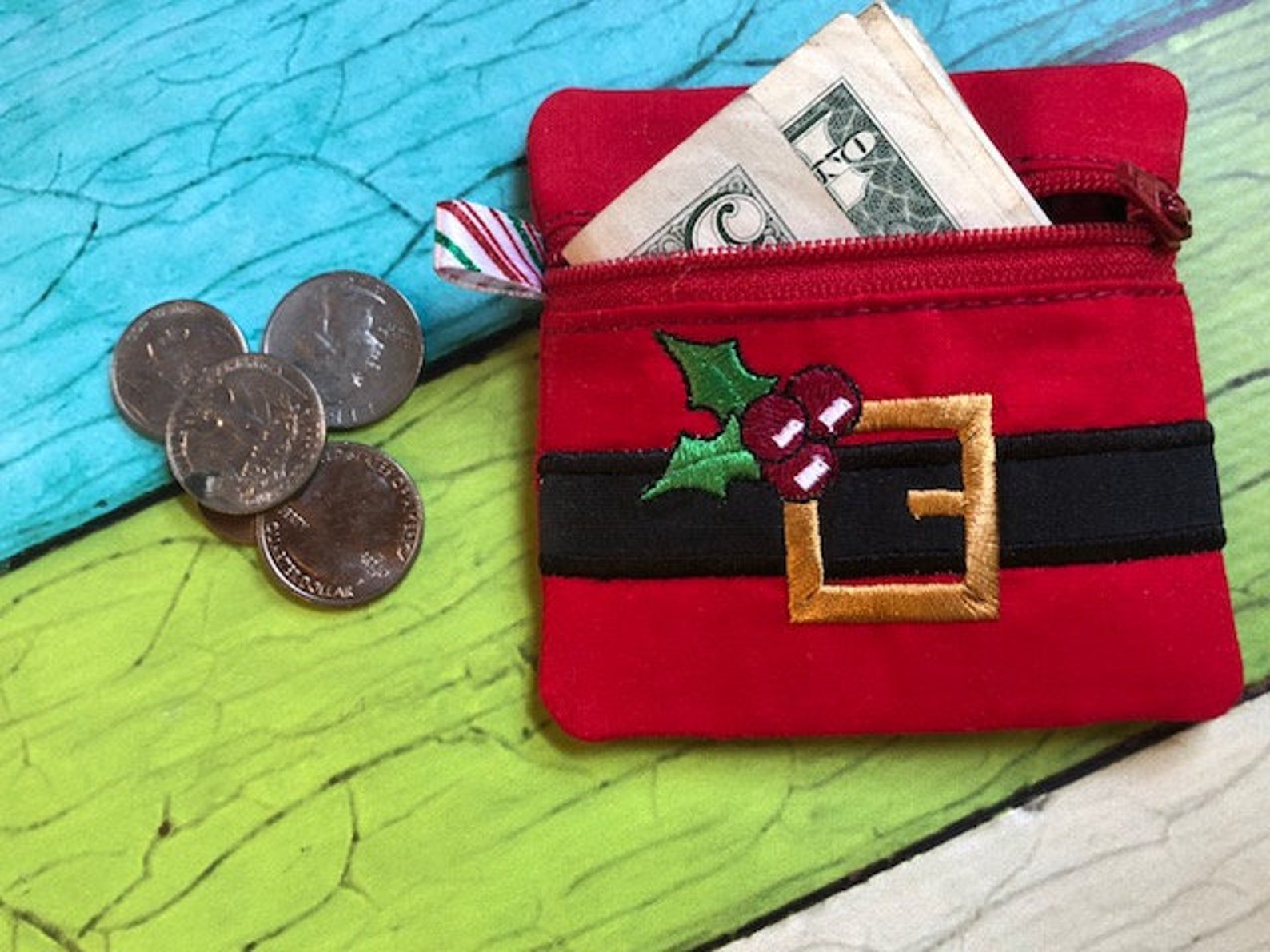 In the Hoop Santa Belt W Holly Zipped Case Embroidery Machine - Etsy