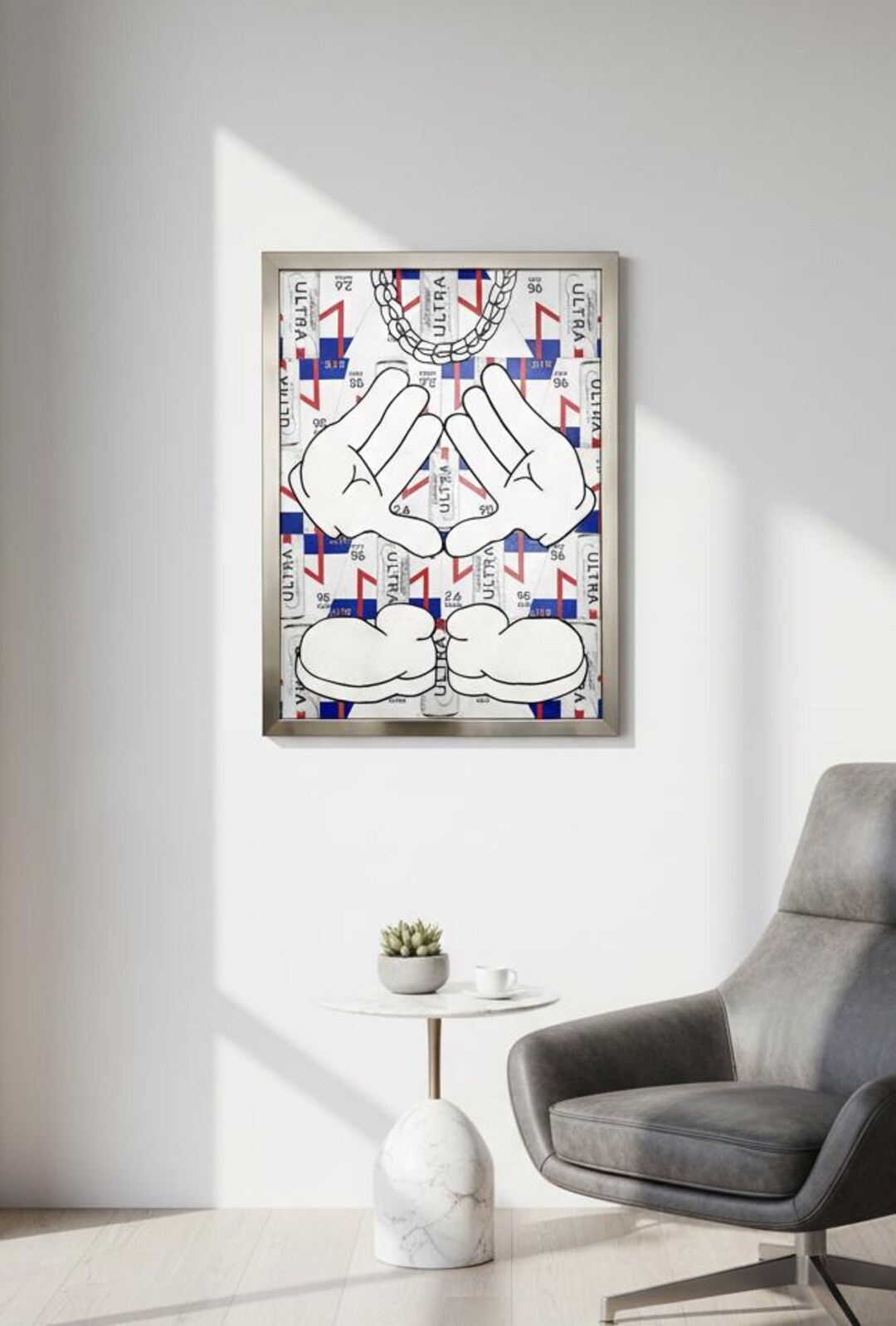Michelob Ultra Pop Art, Cartoon Hands & Chain, Upcycled Wall Decor - Etsy