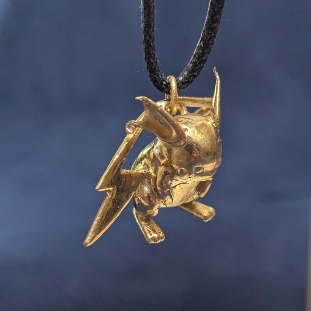 Recycled Nordic Gold Raichu Pendant Necklace - Etsy