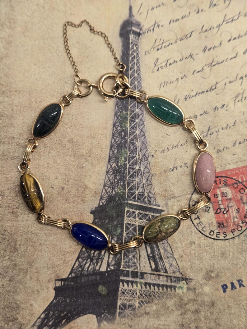 Vintage Scarab Bracelet 1/20 12K GF Six Beetles 60s - Etsy