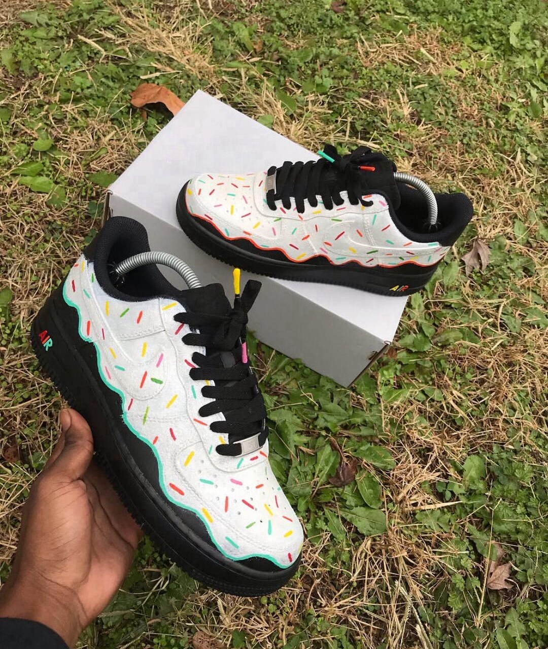 Nike Air Force 1 Custom Sour Black Donuts Sneakers - Etsy