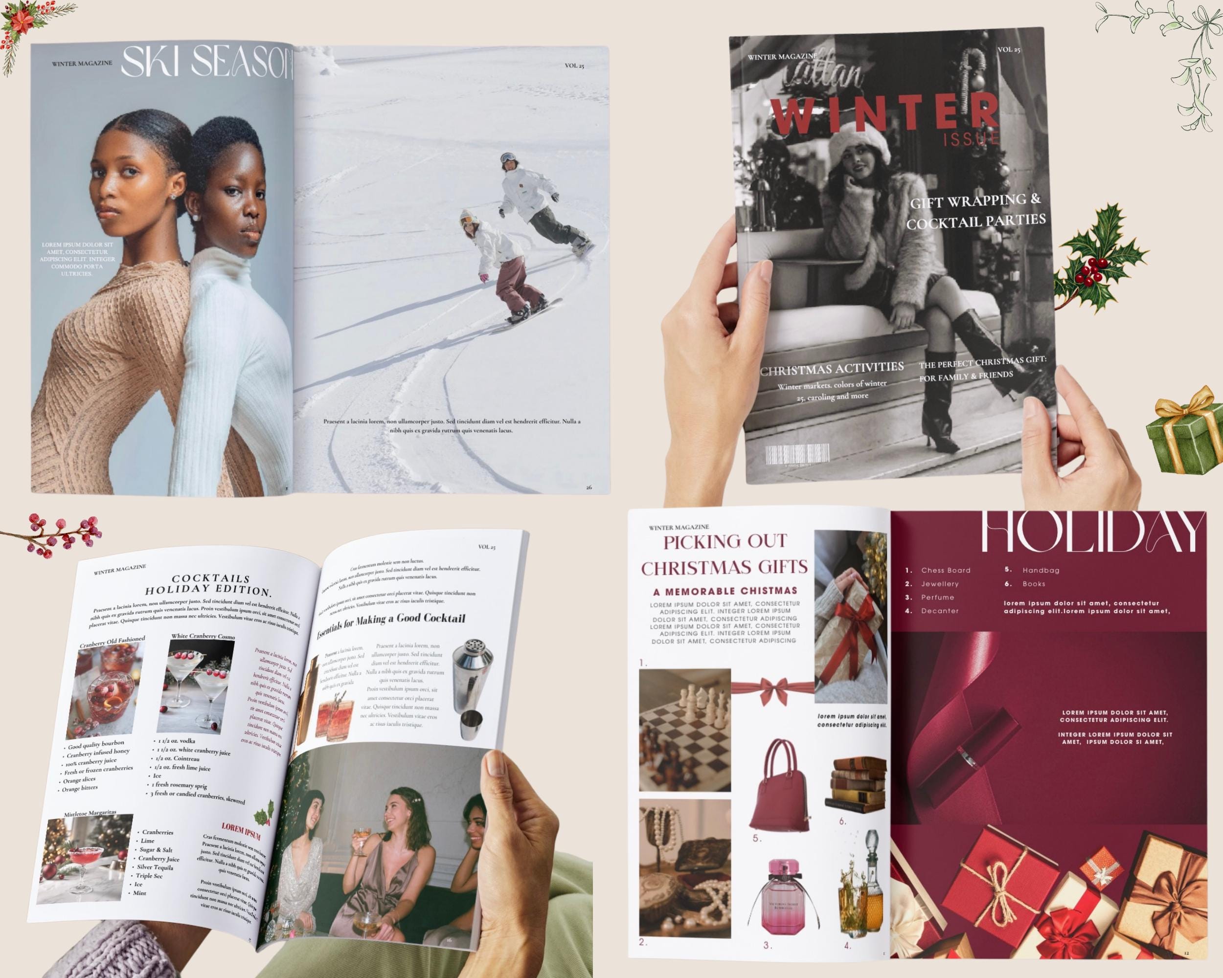 Winter/christmas Magazine Template: DIY Canva Layout (A4/A5 Digital ...