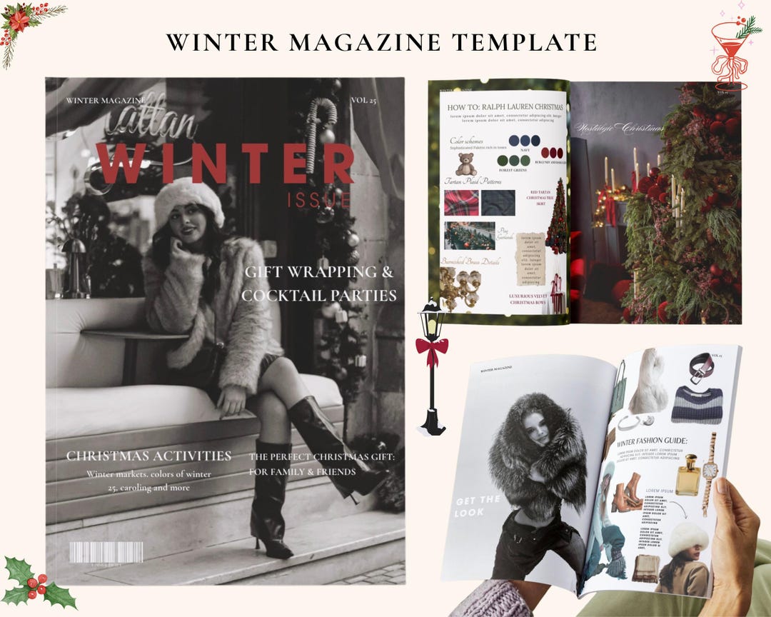 Winter/christmas Magazine Template: DIY Canva Layout (A4/A5 Digital ...