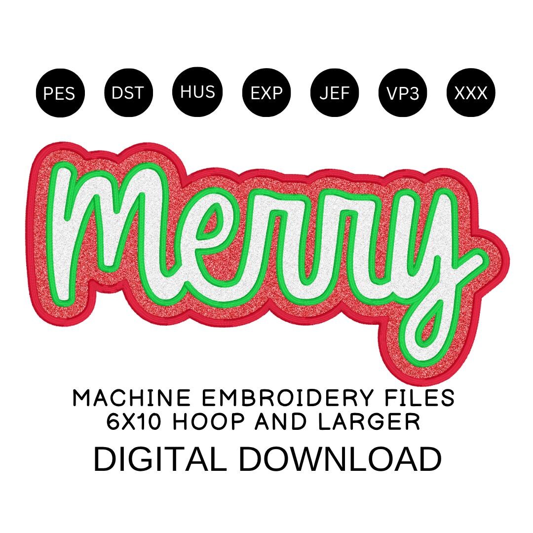 Double Layer Machine Embroidery Applique Design for Htv-merry2 - Etsy
