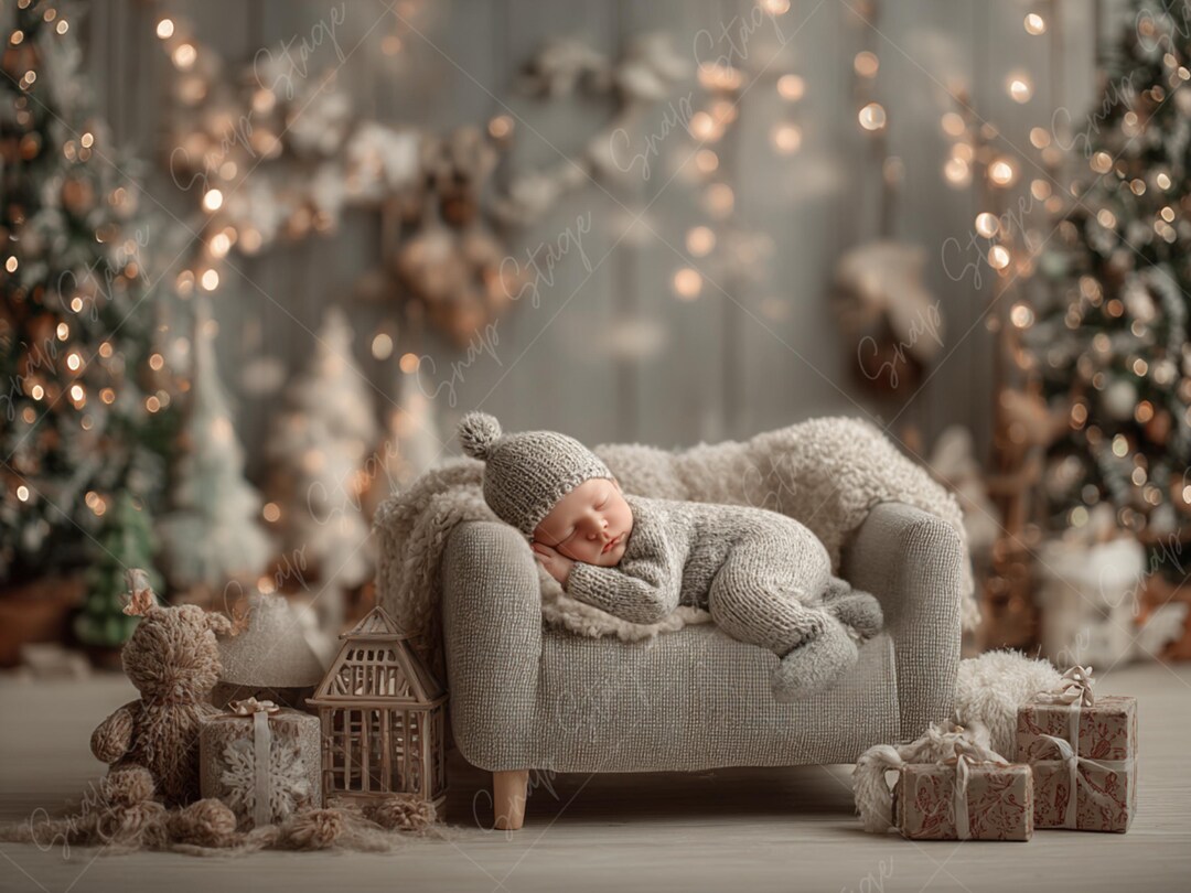 Winter Newborn Backdrop, Cozy Christmas Baby Photo Background, Neutral ...