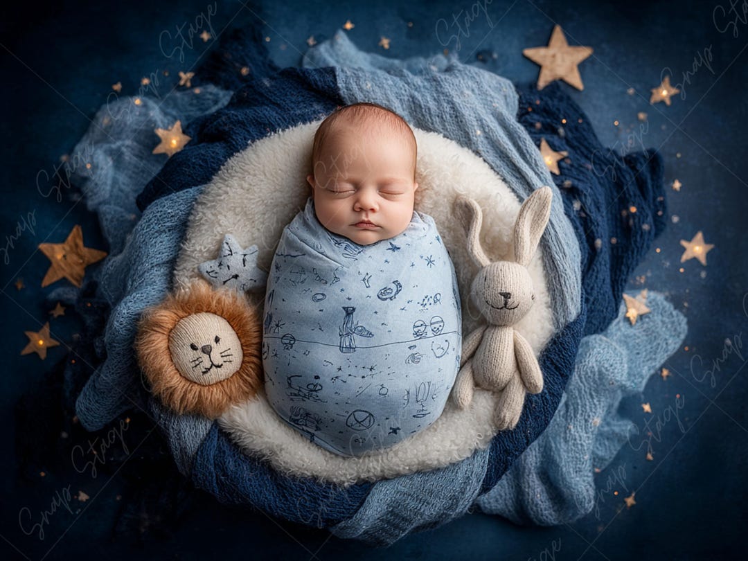 Night Sky Newborn Photography Backdrop, Blue Star Digital Prop (JPEG ...
