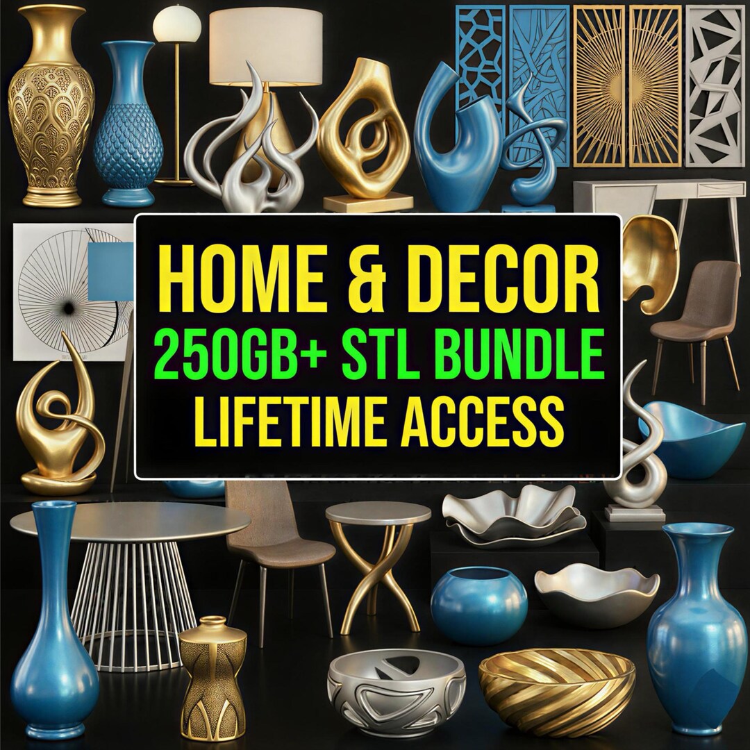 250+ GB Home & Decor STL Pack, 3D Printer Files, Vase Stl, Pot Stl ...