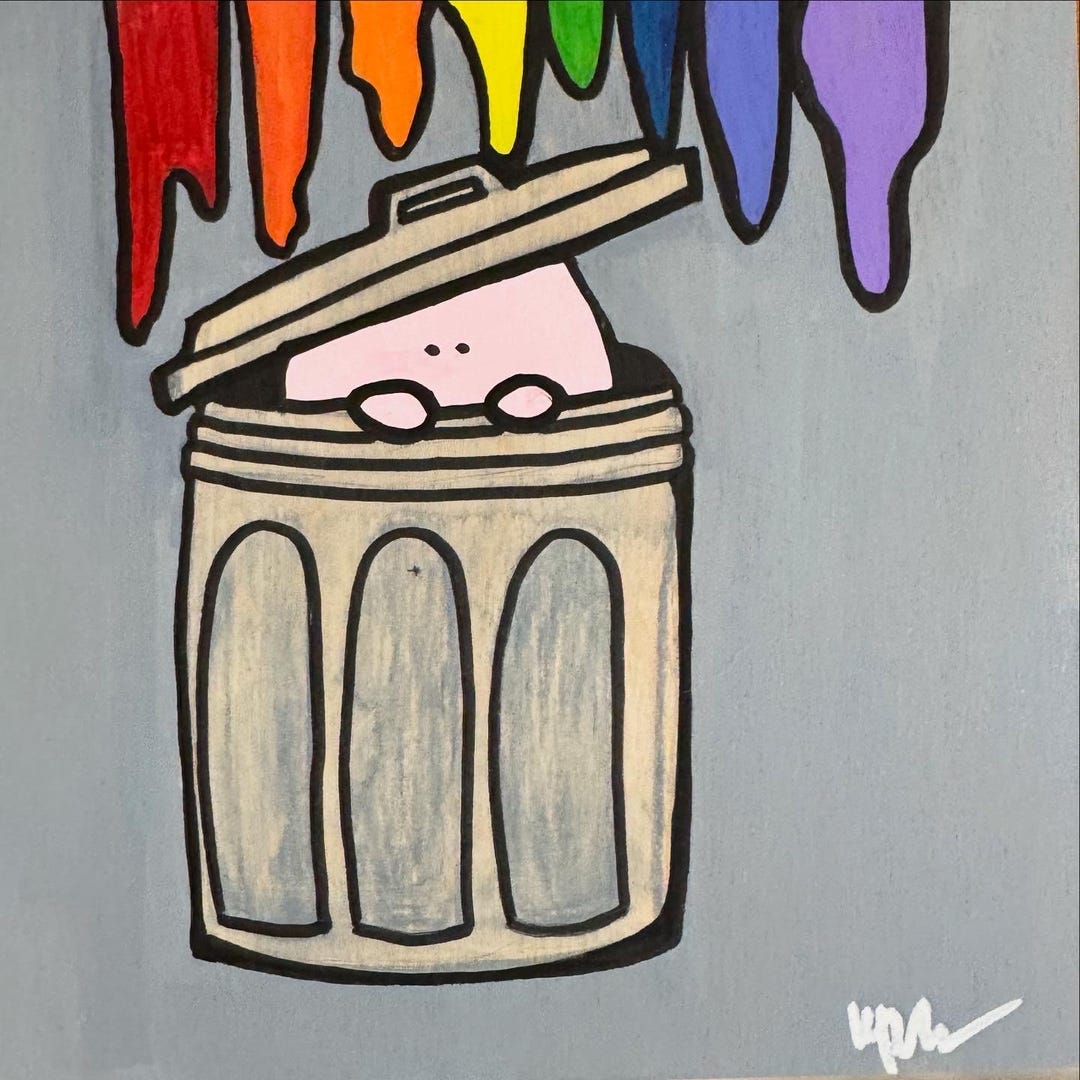 Trash Can Tot — Original Acrylic Painting, 8x8” on Wood Panel ...