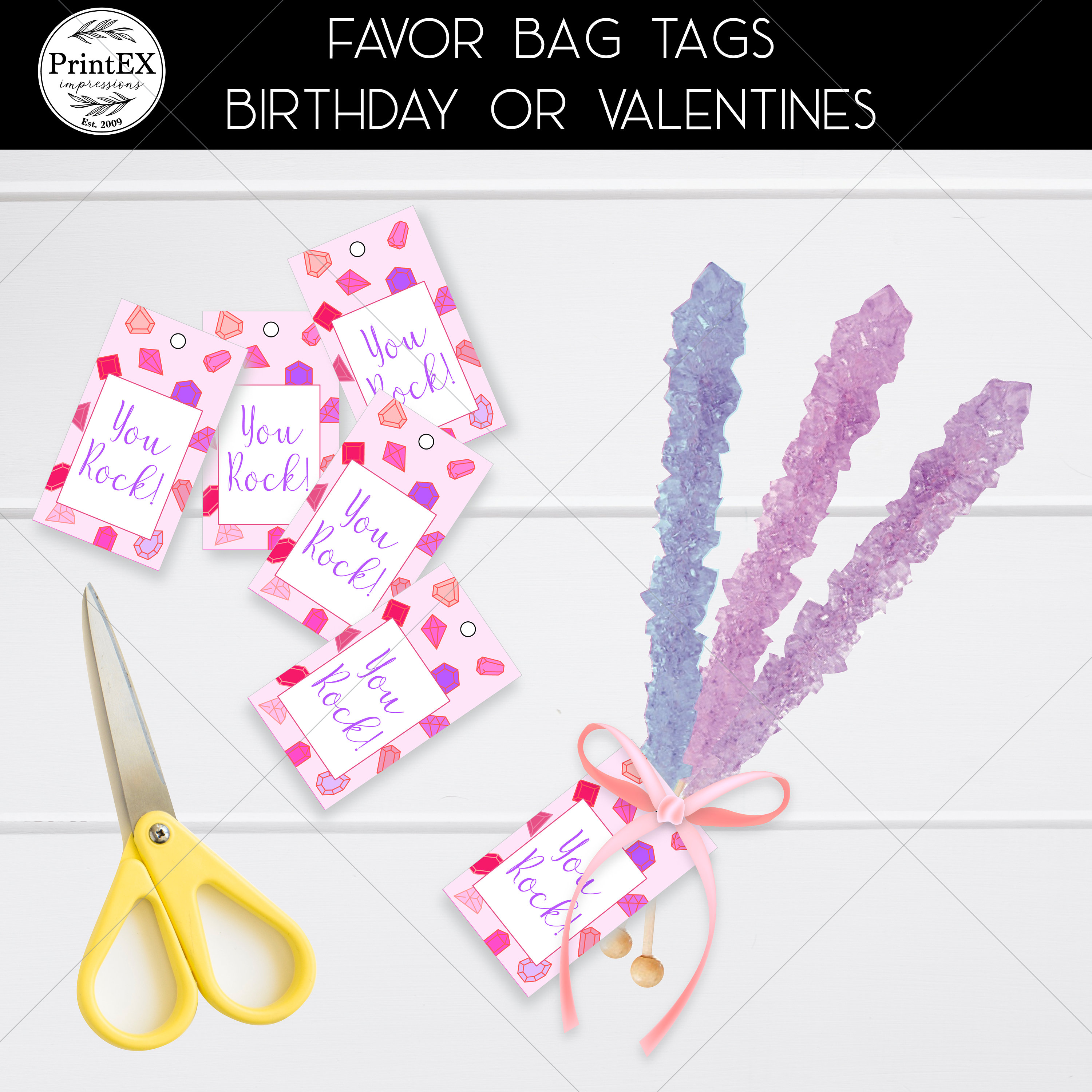 You Rock Party Favor Tags, Rock Candy Party Favor Tag, You Rock ...