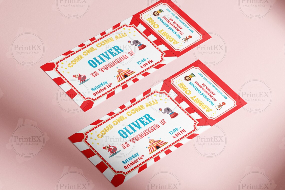 Circus Ticket Themed Birthday Party Invitation - Etsy