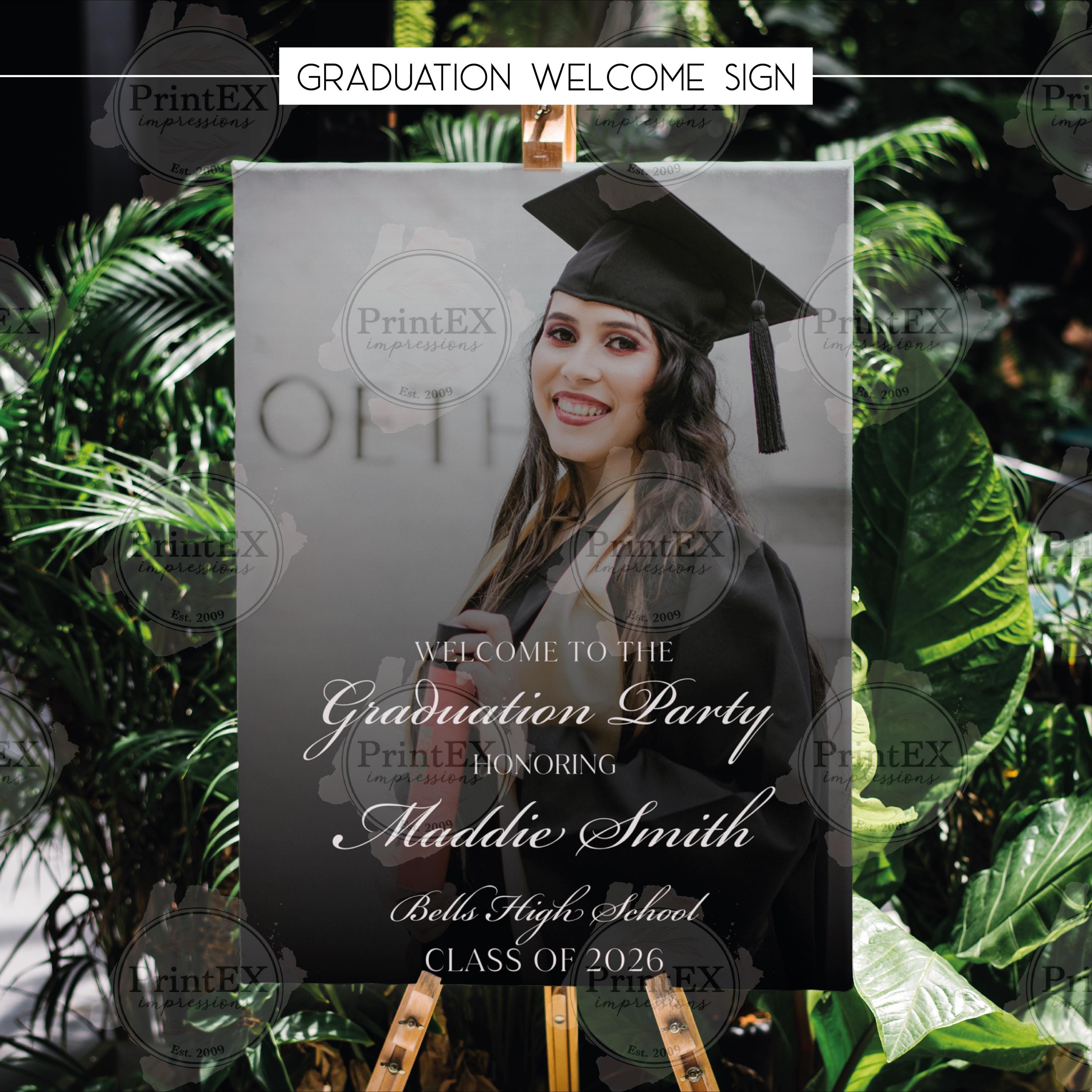 Graduation Welcome Sign, Personalized Printed Poster, Elegant Gradient ...