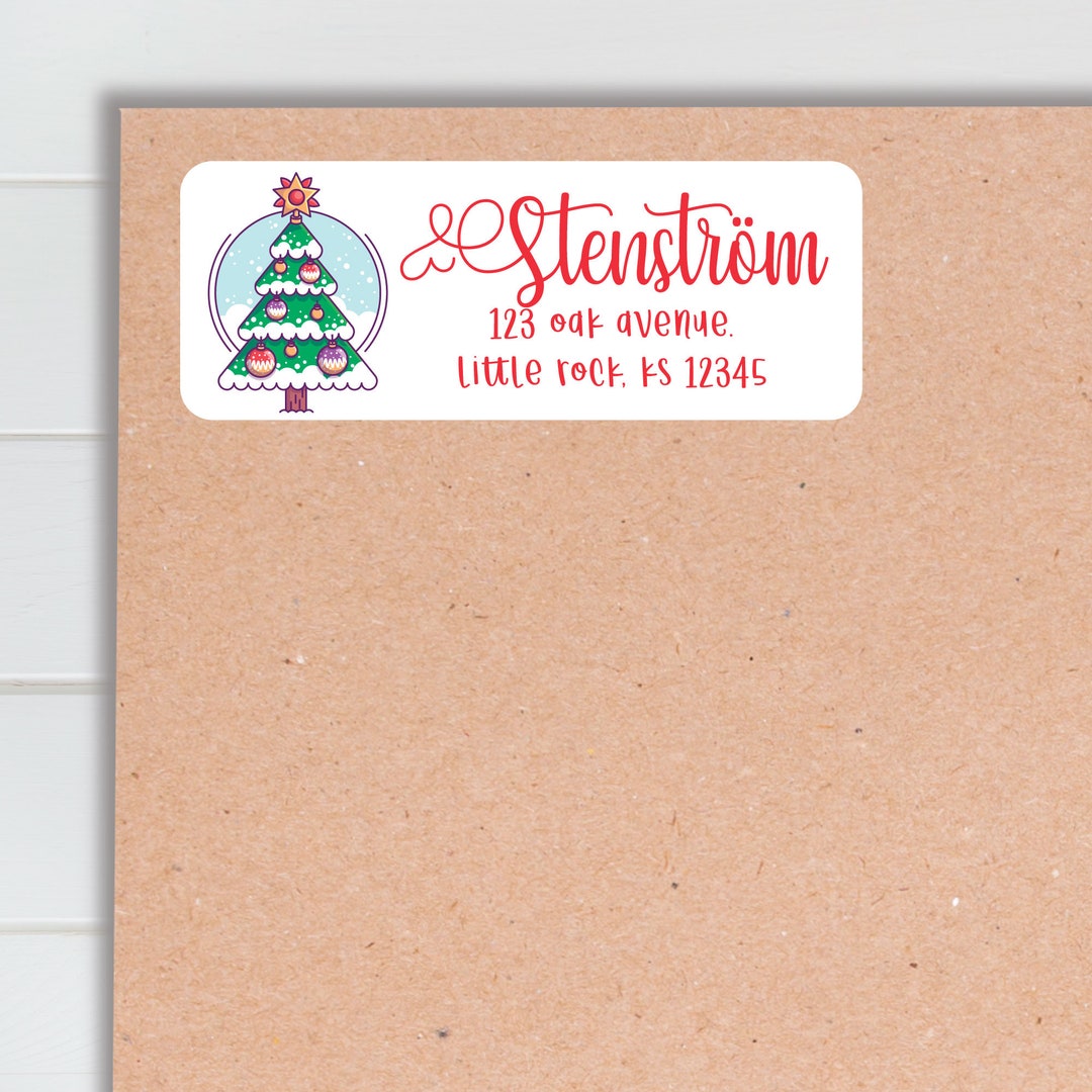 Holiday Christmas Tree Address Label, Christmas Tree Return Address ...