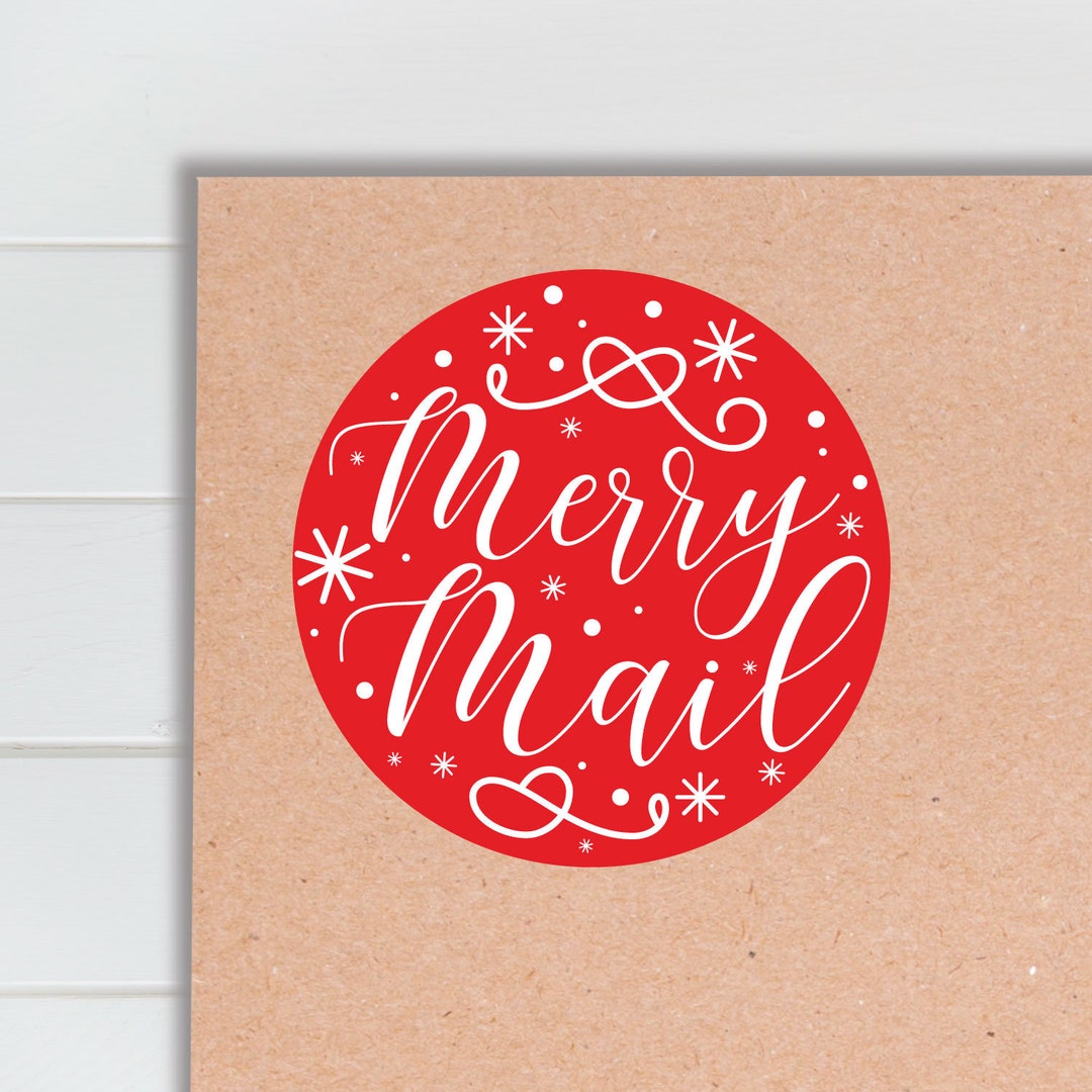Merry Mail Label Stickers, Cute Packaging Stickers, Holiday Labels, Fun ...