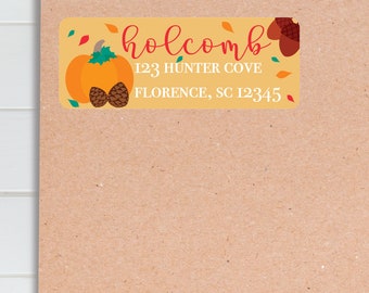 Personalized Pumpkin Fall Return Address Labels Fall Thanksgiving ...