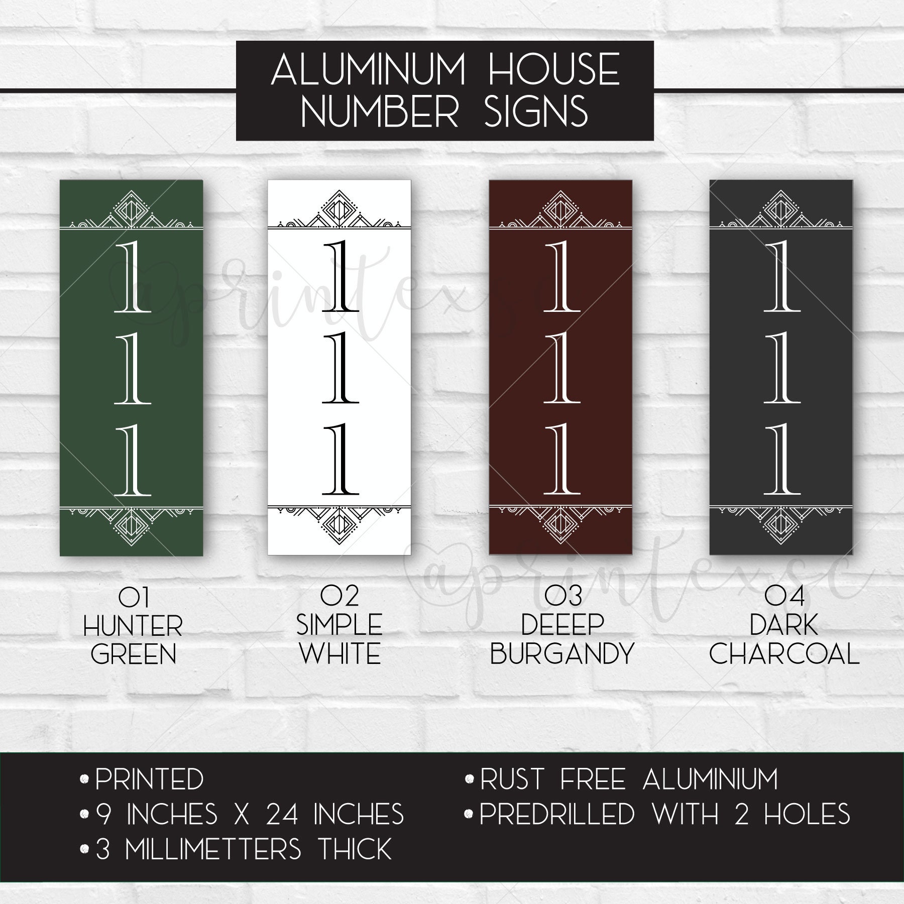 Modern Geometric Style House Number Sign, Vertical Aluminum House ...