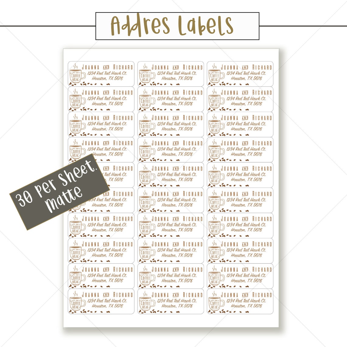 Warm Coffee Return Address Labels Coffee Bean Address Labels - Etsy
