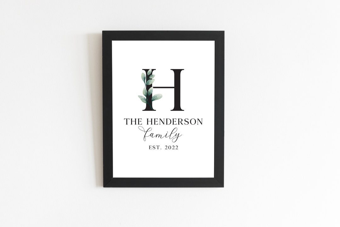Personalized Family Initial and Names, Eucalyptus Family Print Design ...