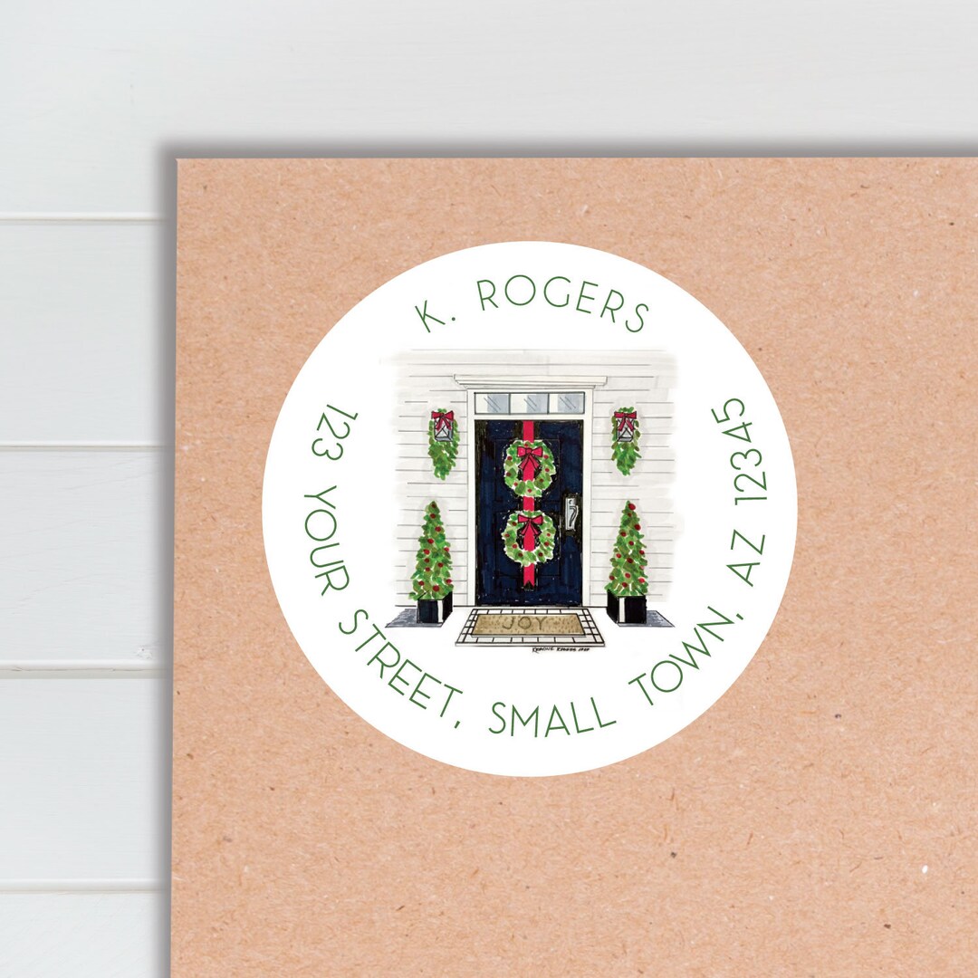 Home for the Holidays Return Address Labels, Circular Christmas Return ...