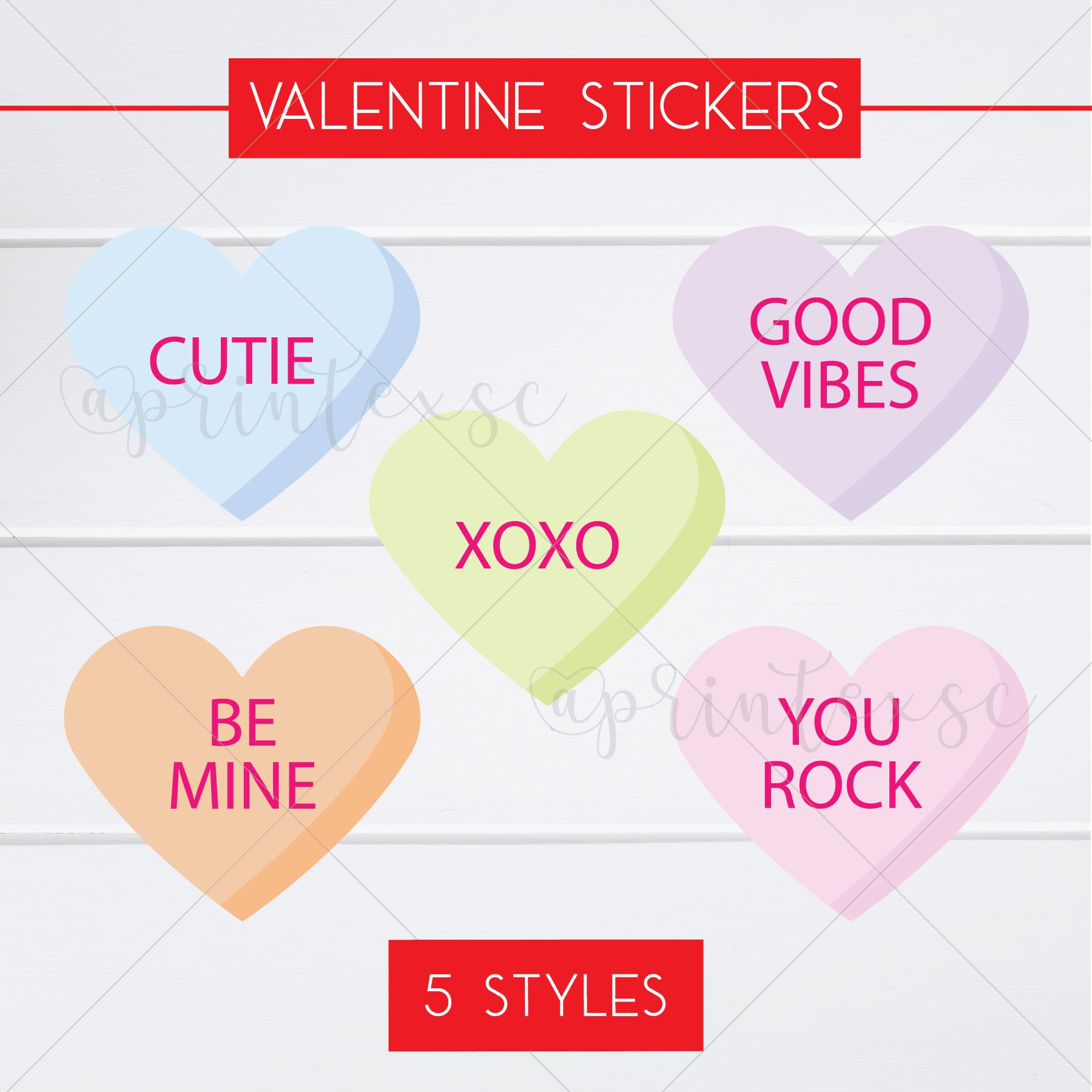 Classic Candy Heart Stickers, Fun Valentine Candy Heart Stickers, Candy ...