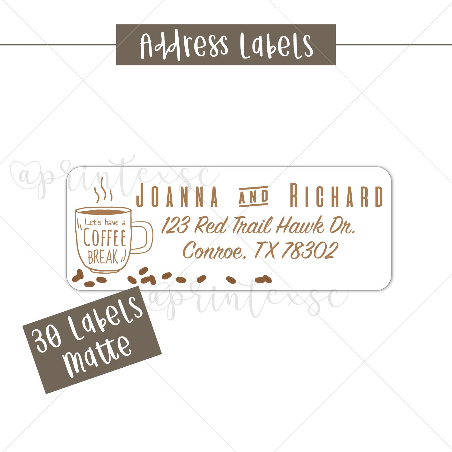 Warm Coffee Return Address Labels, Coffee Bean Address Labels, Coffee ...