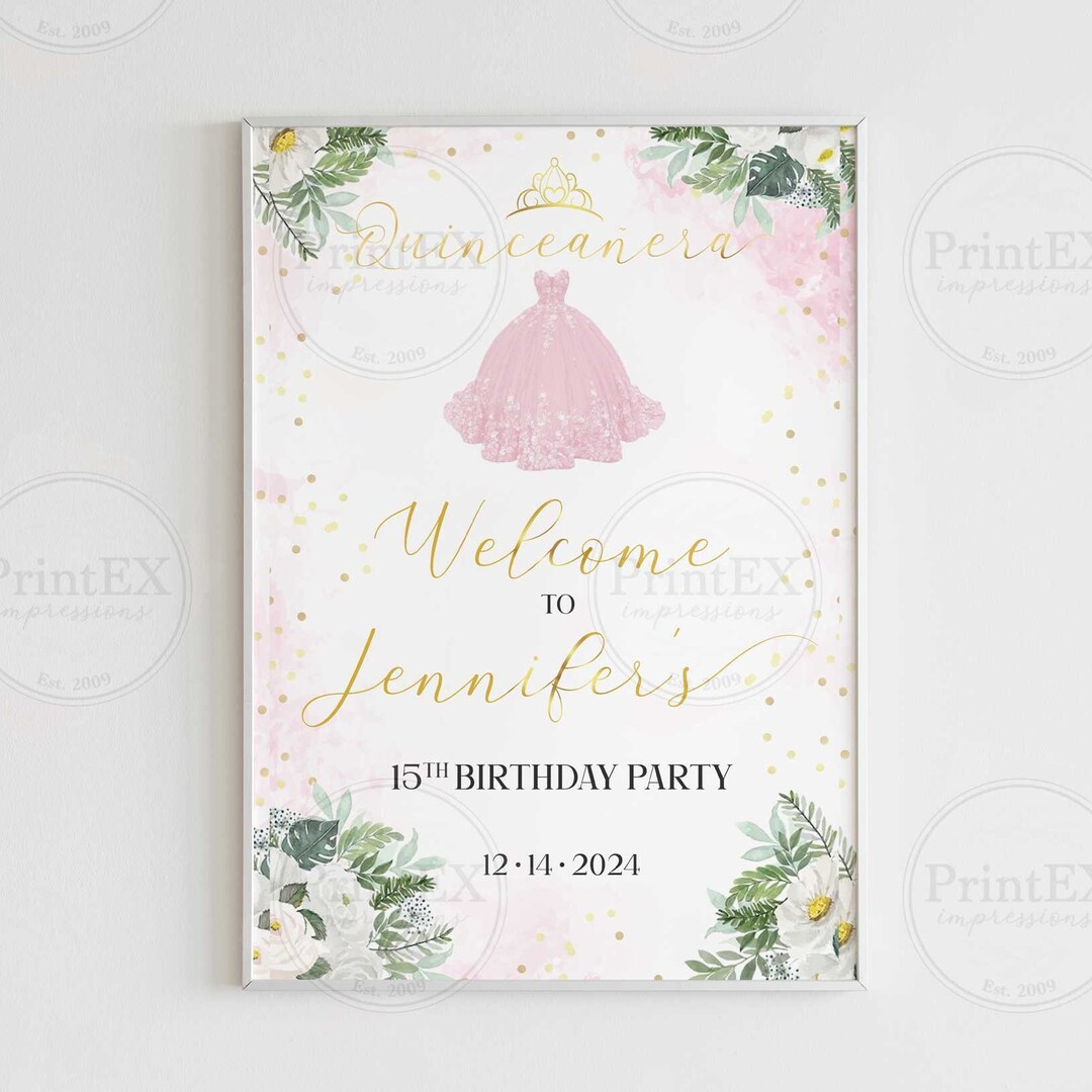 Quinceanera Welcome Sign, Quinceanera Watercolor Sign, Welcome to ...