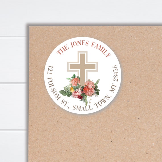 Christian Return Address Label Easter Cross Circle Label - Etsy