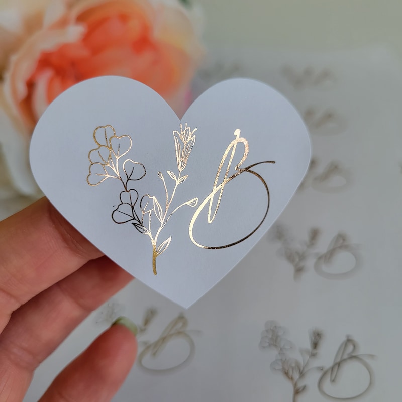 Custom Gold Foil Heart Stickers - Etsy