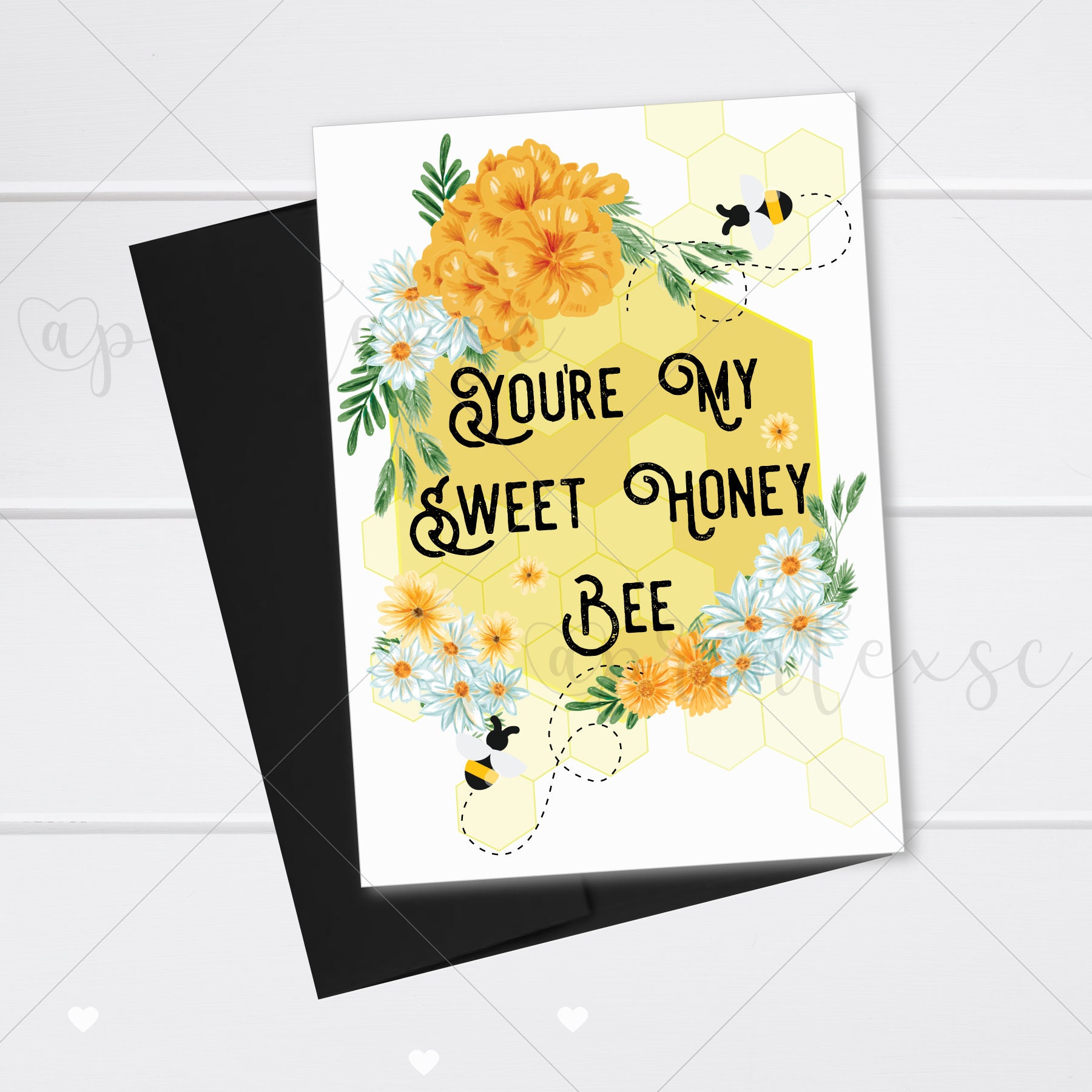 Youre My Sweet Honey Bee Honey Comb & Bee Styled Valentines Day Card ...