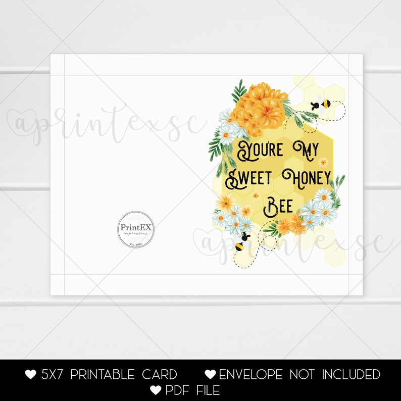 Youre My Sweet Honey Bee Honey Comb & Bee Styled Valentines Day Card ...