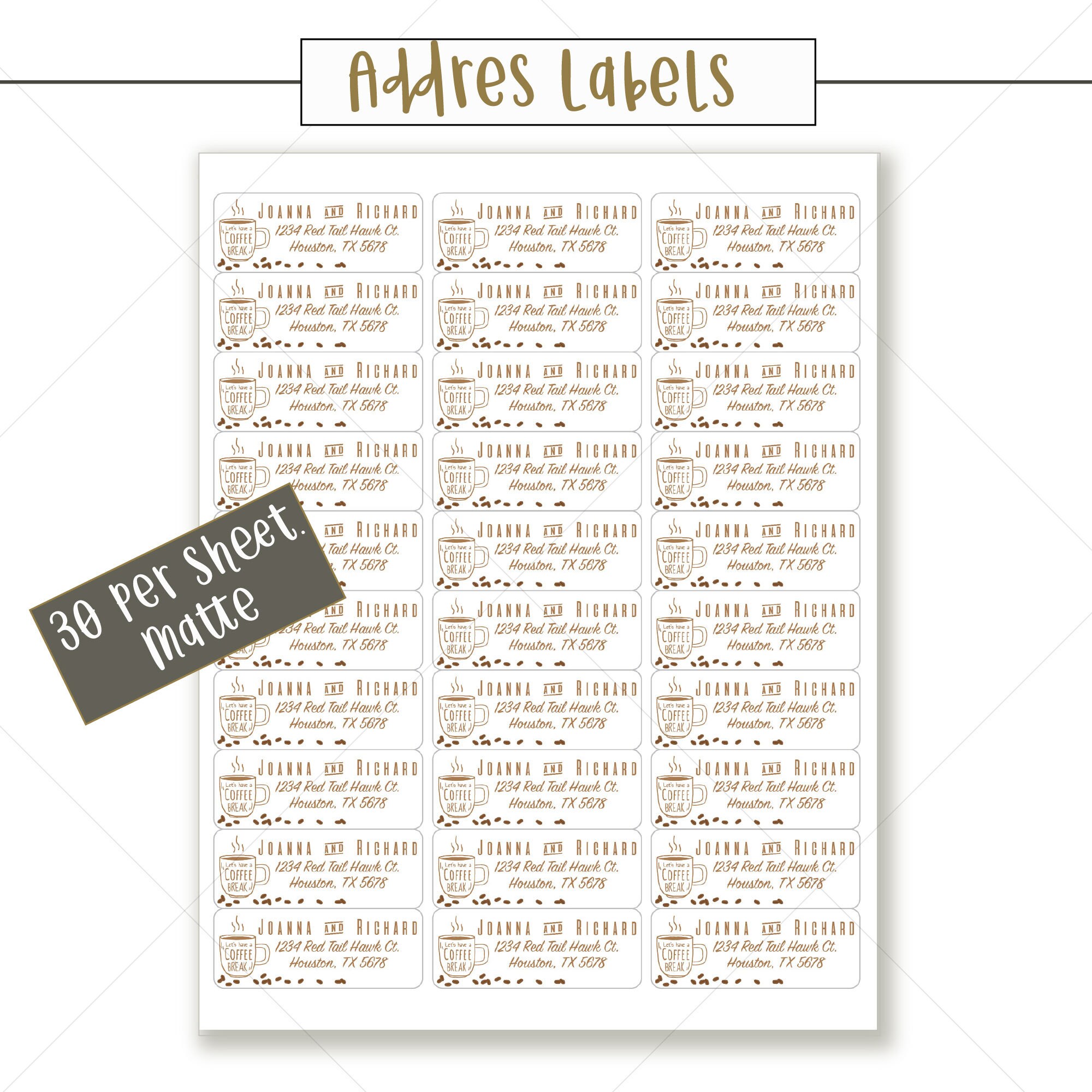 Warm Coffee Return Address Labels, Coffee Bean Address Labels, Coffee ...