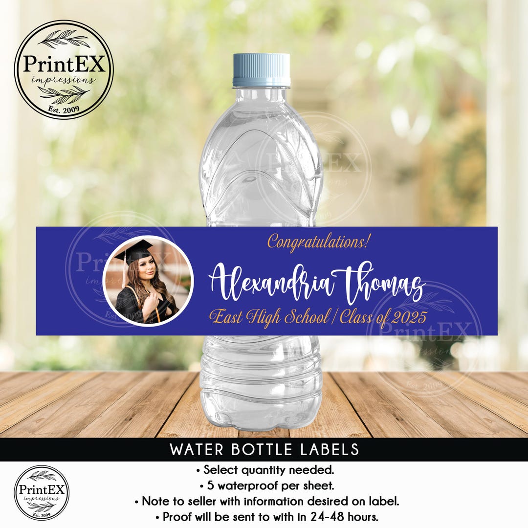 Personalized Graduation Water Bottle Labels, Graduation Party ...