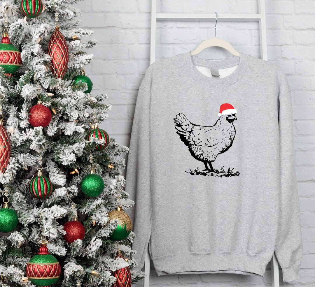 Funny Chicken Hen Christmas Jumper, Farm Animal Festive Hen Sweatshirt ...