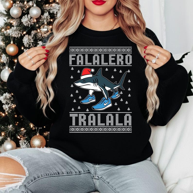 Suéter navideño italiano divertido de Falalero Tralala, suéter navideño ...