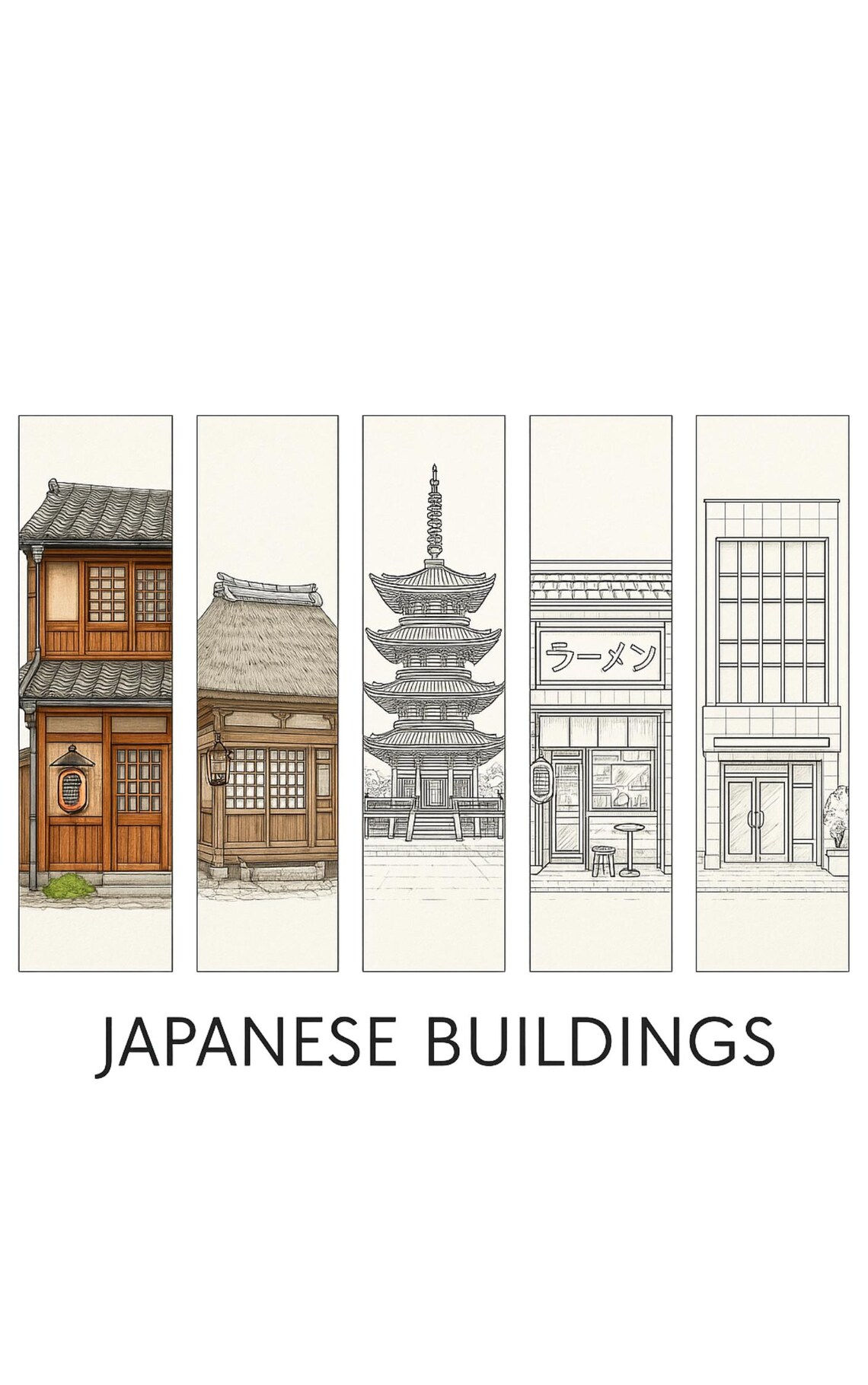 Japanese Buildings Coloring – Printable Art for Relaxation - Etsy