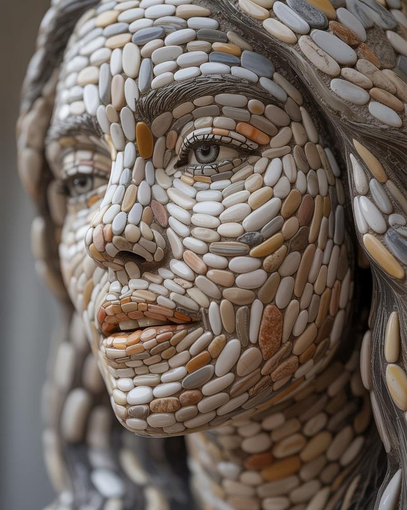 Mosaic, River Stone, Portrait, Art, Contemporary, Serene, Female ...