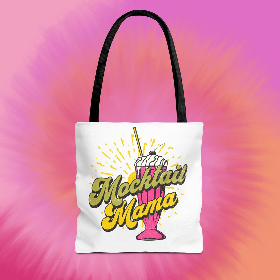 Mocktail Mama Tote Bag | Retro Milkshake Design | Sober Positive Mom ...