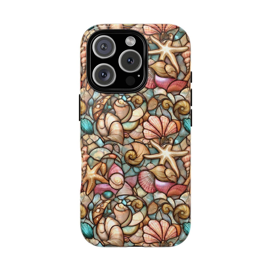 Sea Shore Faux Stained Glass Style Summer Aesthetic Phonecover, Sea ...