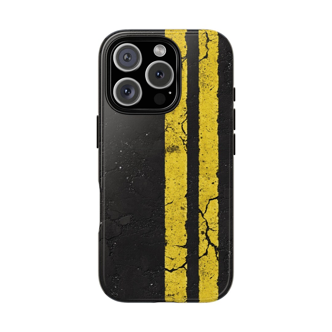 Road Texture Double Yellow Line Phone Case, Traffic Street Driver's ...
