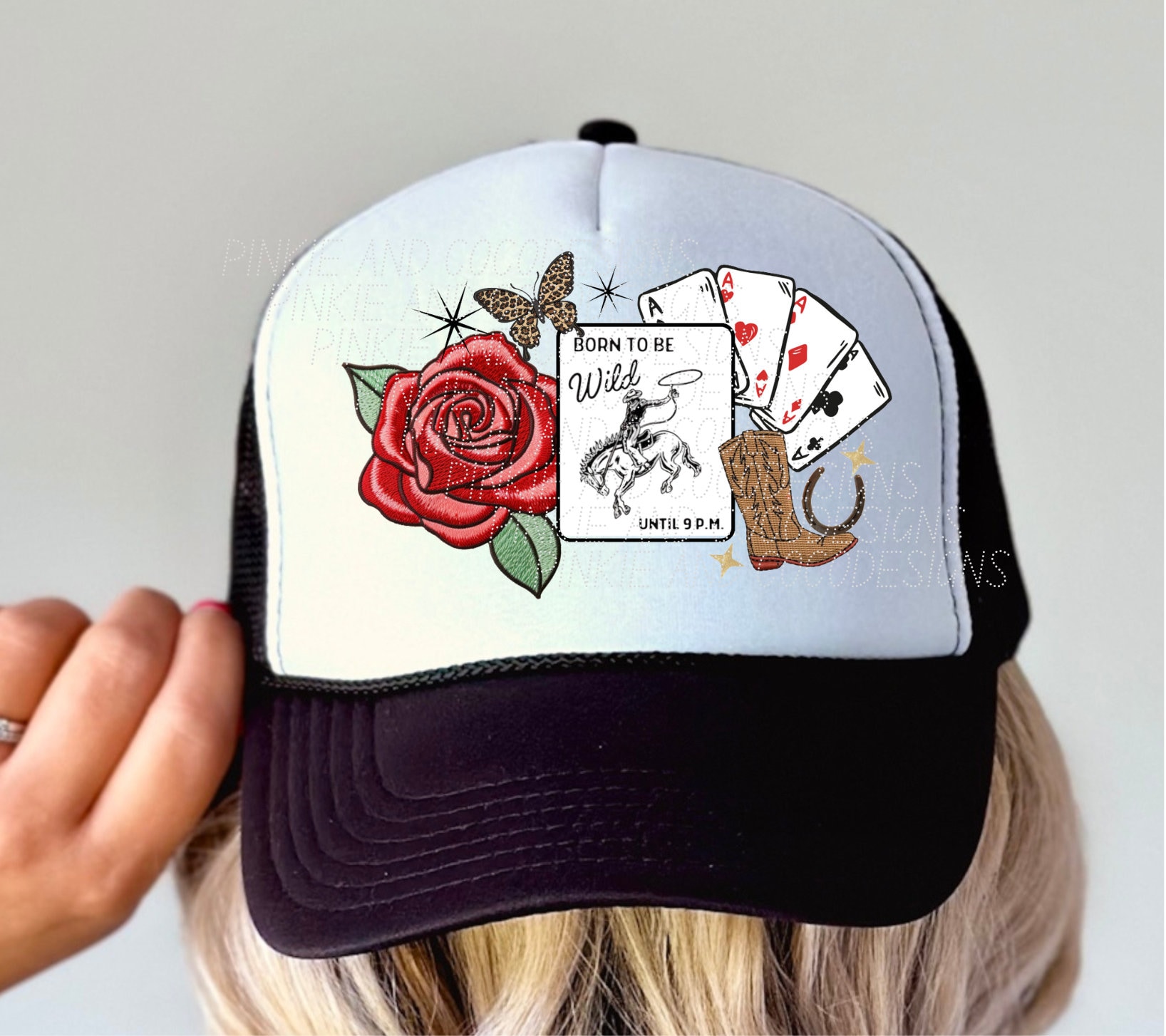 Trucker Hat Bar Patch Image Png, Wild Until Cowboy Ace Cards Horseshoe Boot PNG File, Digital ...