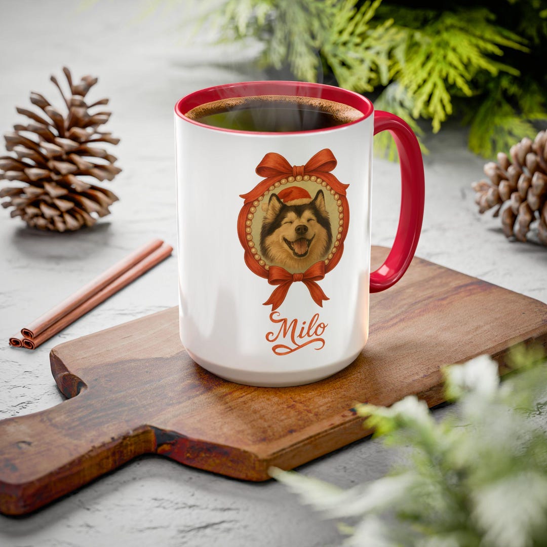 Personalized Dog Portrait Mug, Custom Dog Photo Christmas Gift, Pet ...