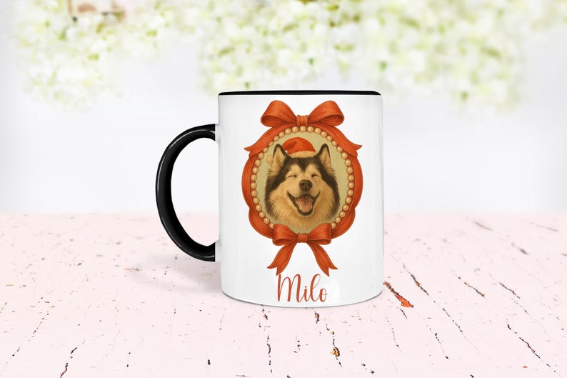Personalized Dog Portrait Mug, Custom Dog Photo Christmas Gift, Pet ...