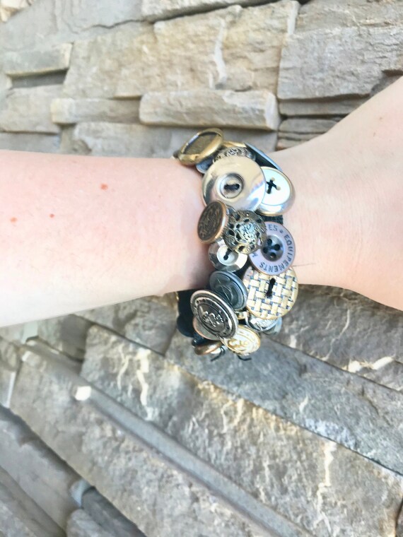 Vintage button bracelet. made - Gem