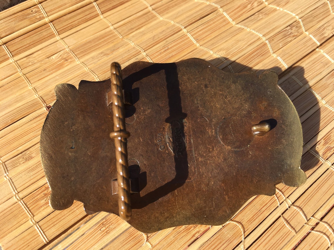 Vintage 70's enamel ELK Buckle by Raintree - Etsy