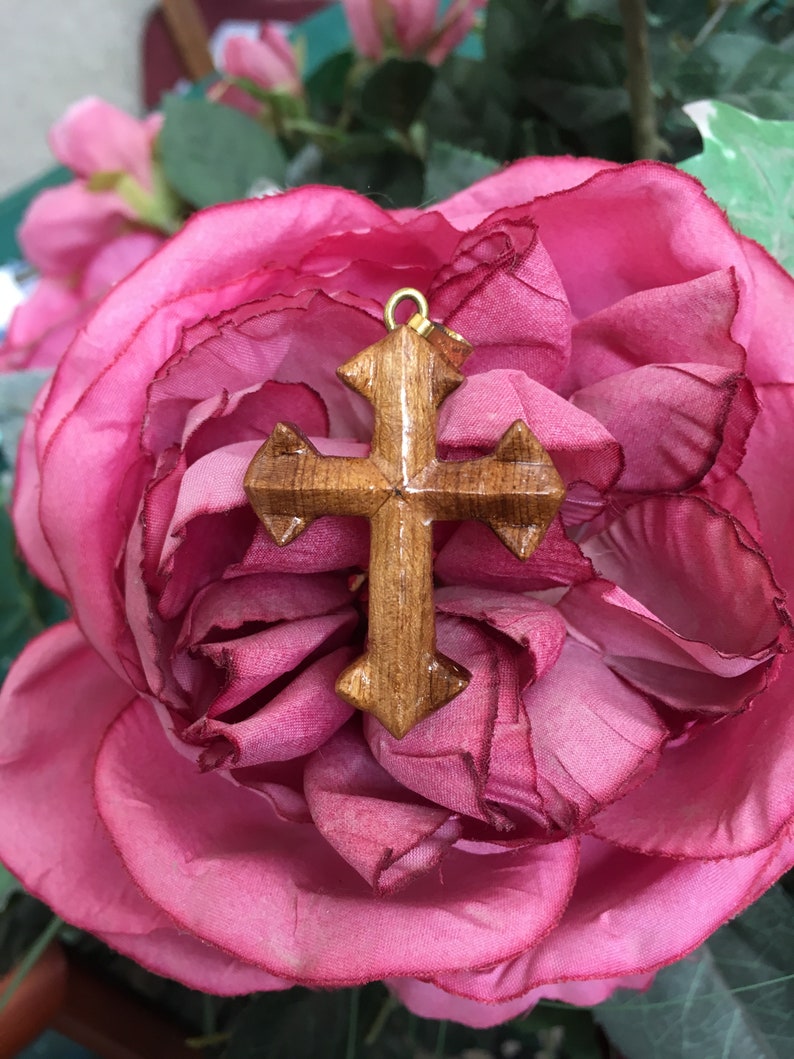 Vintage 60's "wooden Cross" With a Gold Toned Bale - Etsy