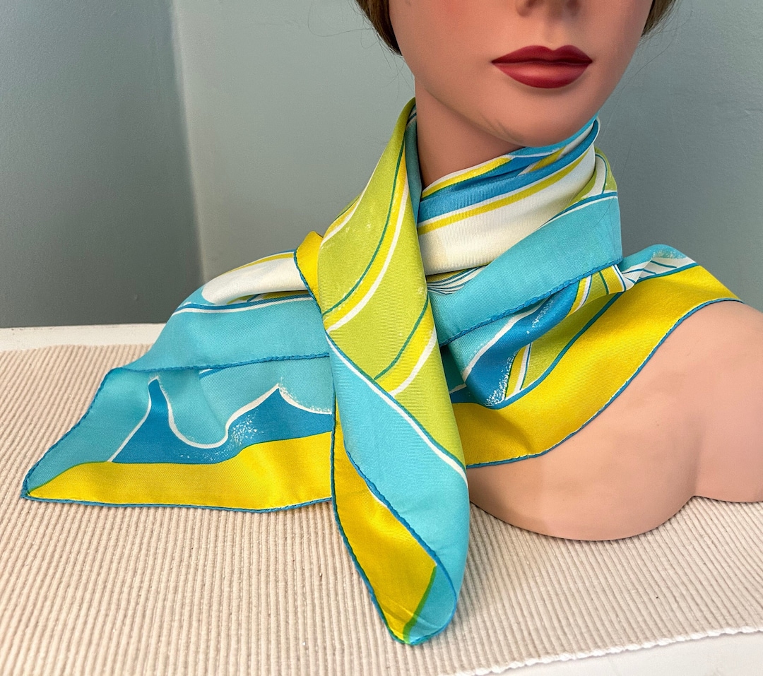 Vintage " A VERA WAVE Scarf" 100% Silk by Vera Scarves - Etsy
