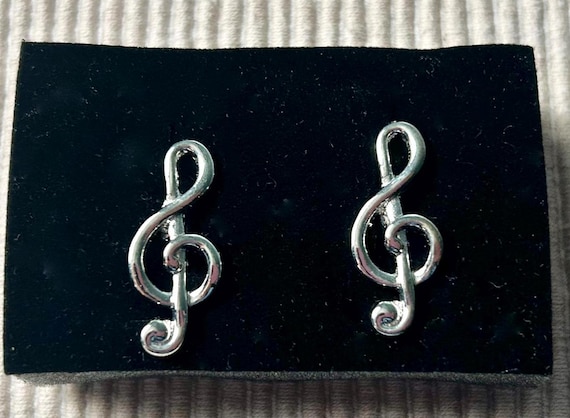 Vintage "MUSICAL CUFF LINKS" Cleft Musical Notes in … - Gem