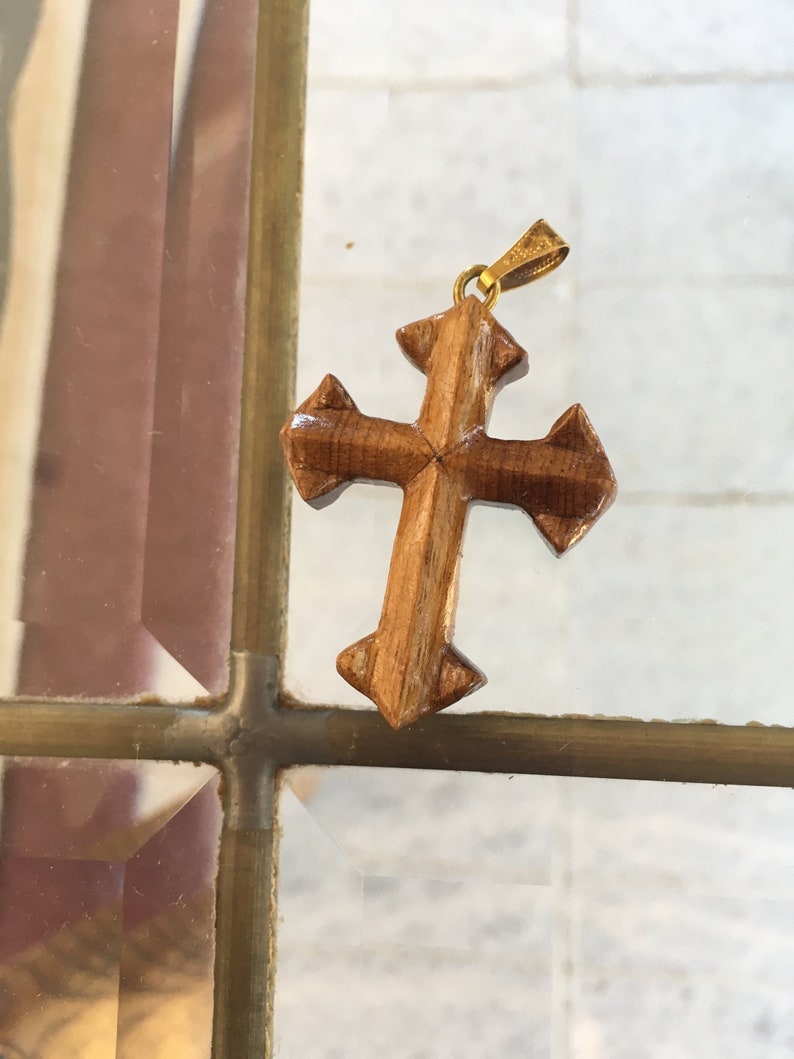 Vintage 60's wooden Cross With a Gold Toned - Etsy