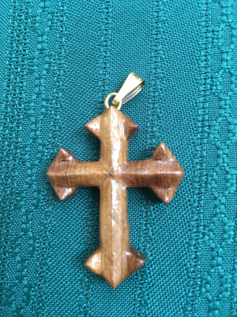 Vintage 60's "wooden Cross" With a Gold Toned Bale - Etsy