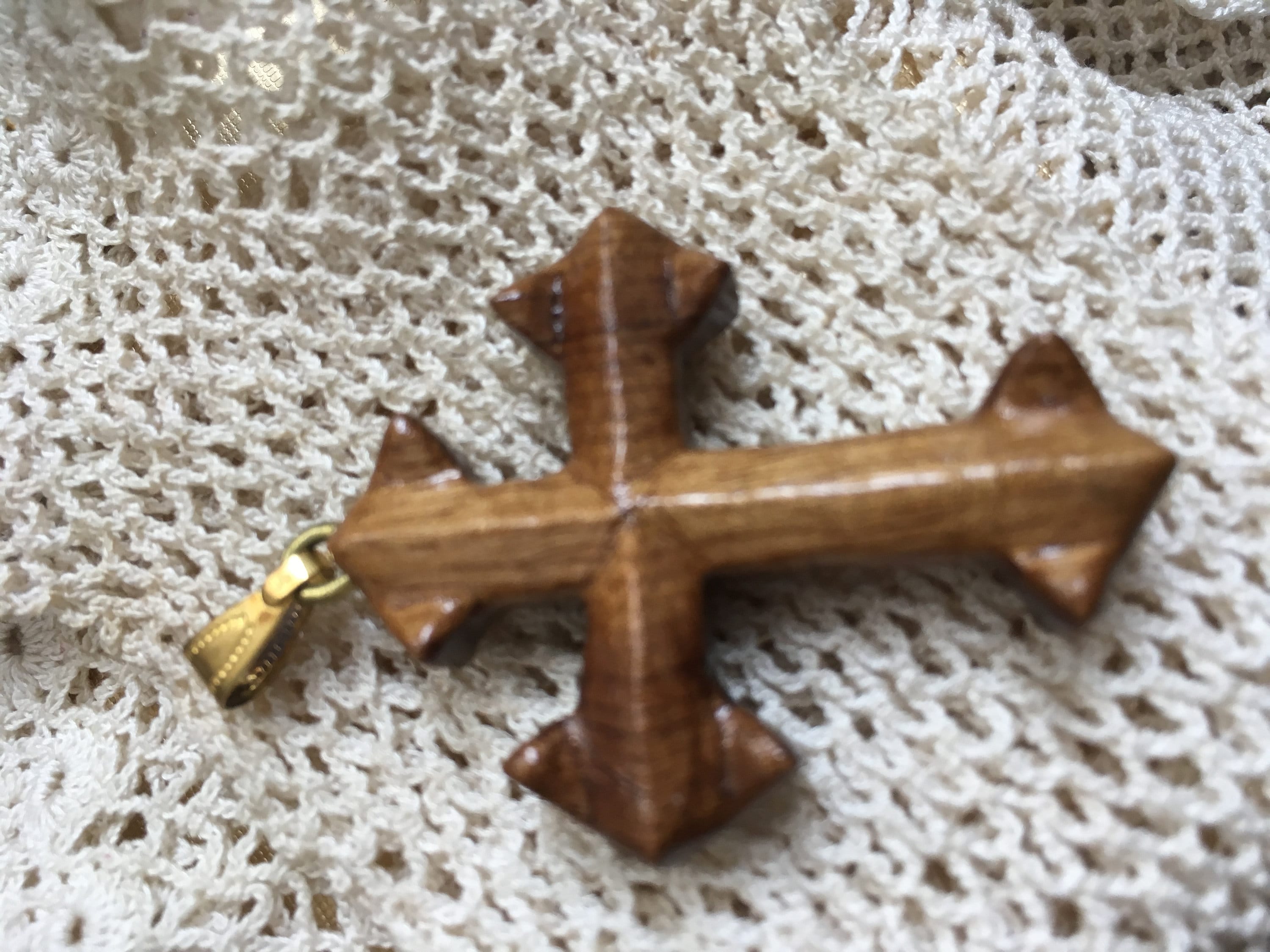Vintage 60's "wooden Cross" With a Gold Toned Bale - Etsy